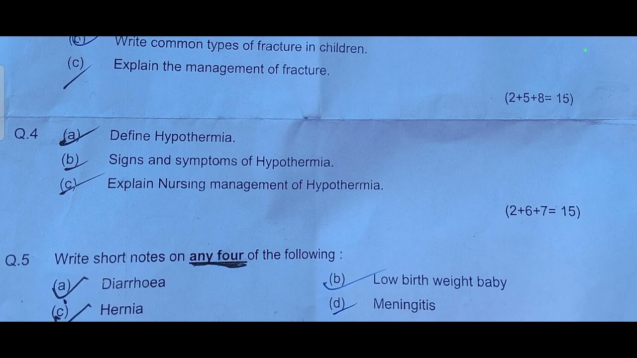 PNRC Child Health Nursing Question Paper for GNM 2nd year 15- February ...