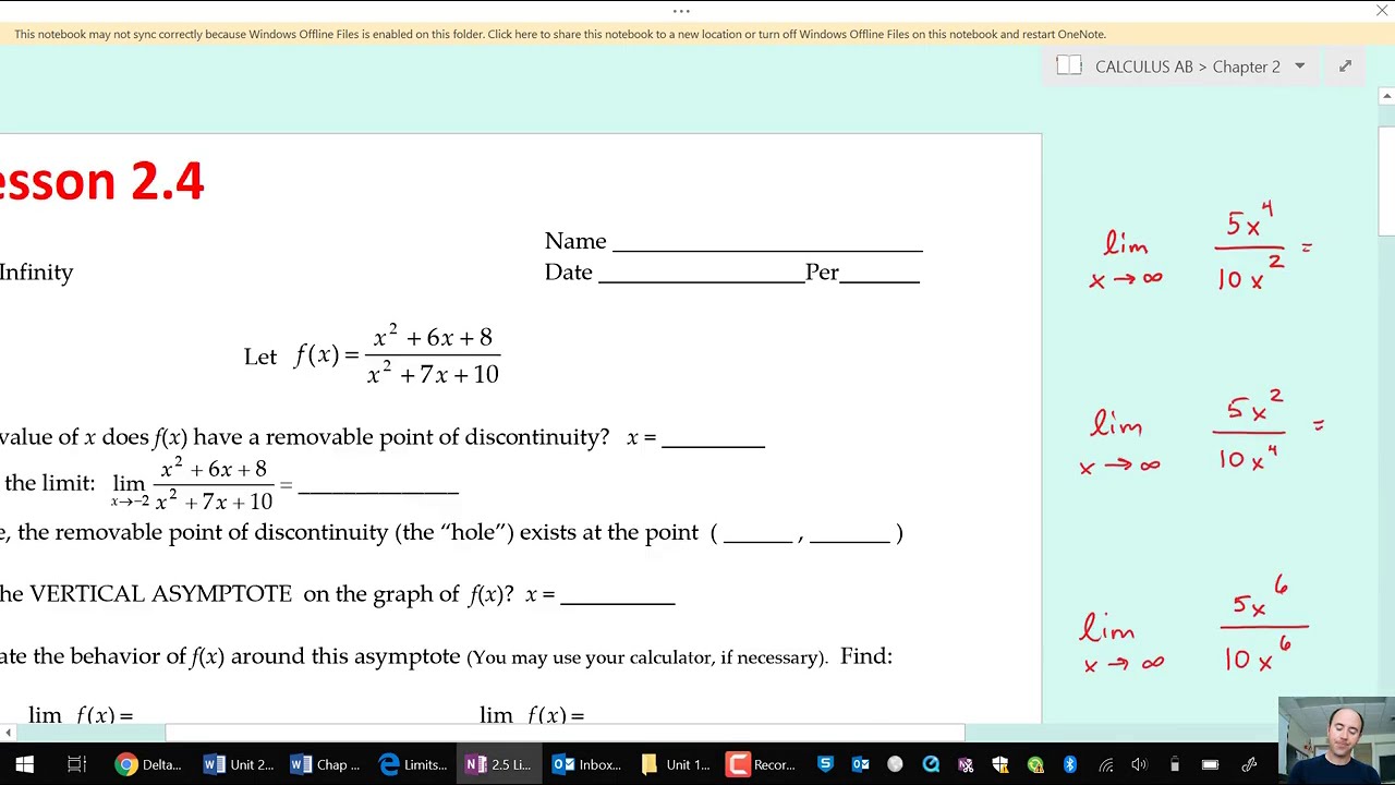 AP Calculus AB: 2.4 Limits at Infinity - YouTube