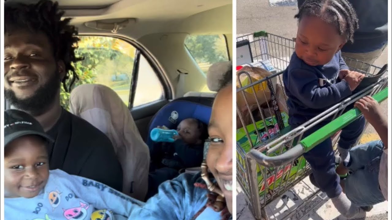 Doing instacart W/ 2 kids | Nyaire gets his first haircut | Family ...