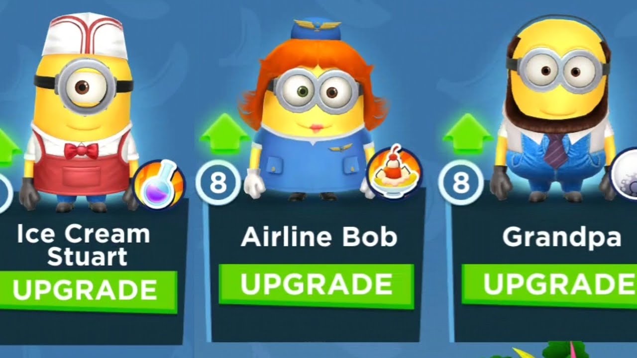 Minion Rush All Minions Upgraded Ice Cream Stuart Airline Bob Grandpa ...