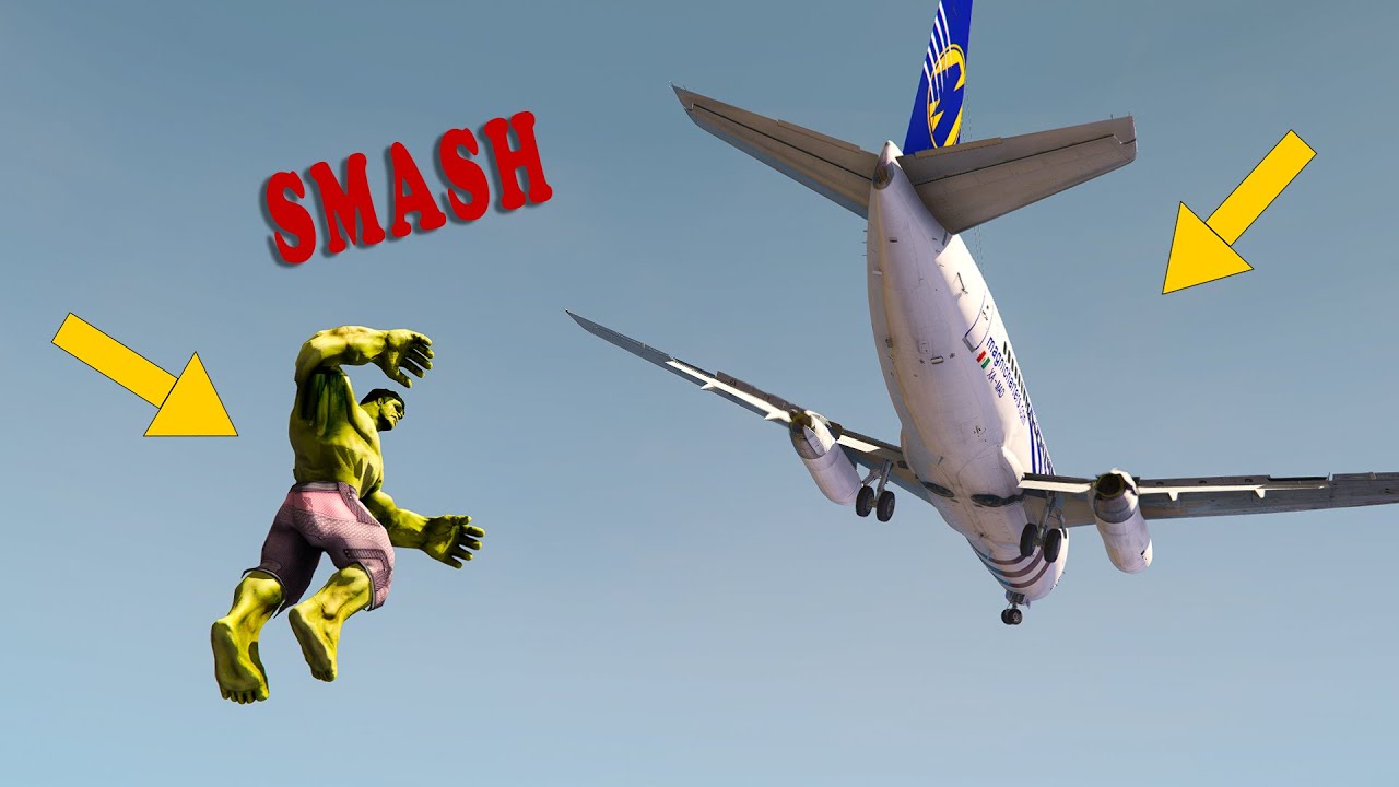 GTA 5 Hulk Attack The Plane BOEING 737 | Hulk vs Train - YouTube