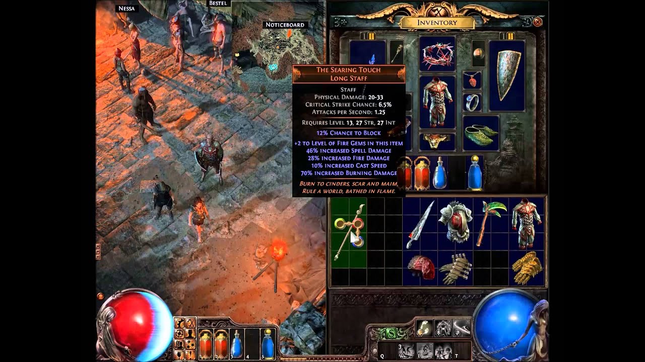 Path of Exile Unique The Searing Touch Long Staff - YouTube