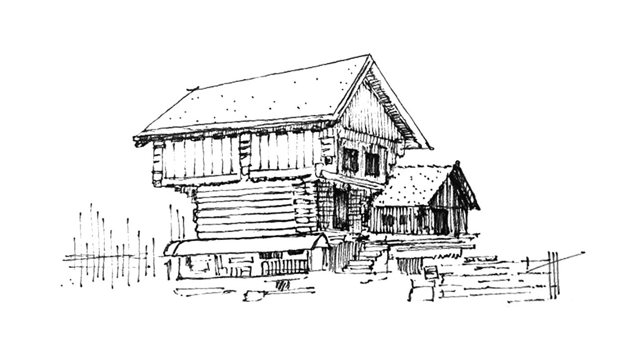 How to draw Wooden Cottage for beginners | Tutorial - YouTube