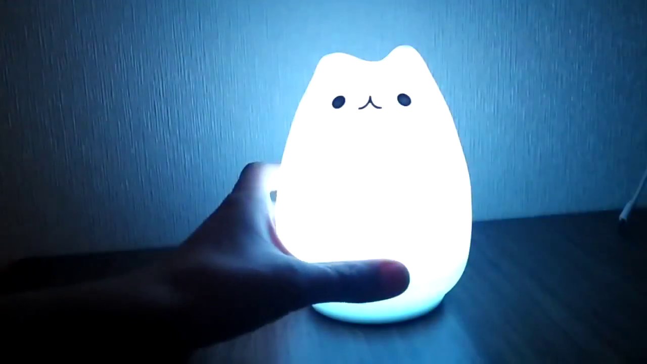 Cute Cat LED Luminaria Cartoon Night Light Animal Silicone Touch Ebay ...
