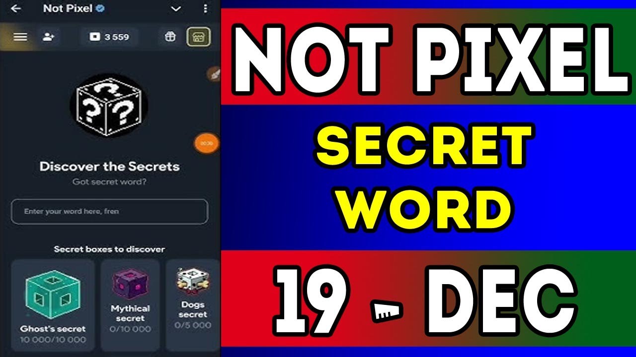 Not Pixel Secret Word 19 December 2024 | Today Not Pixel Secret Code ...
