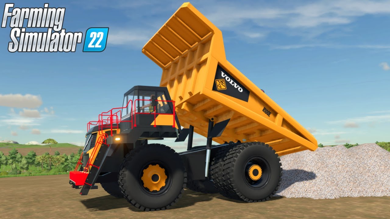 Farming Simulator 22 - VOLVO R 100 Mining Dump Truck Unloads Crushed ...
