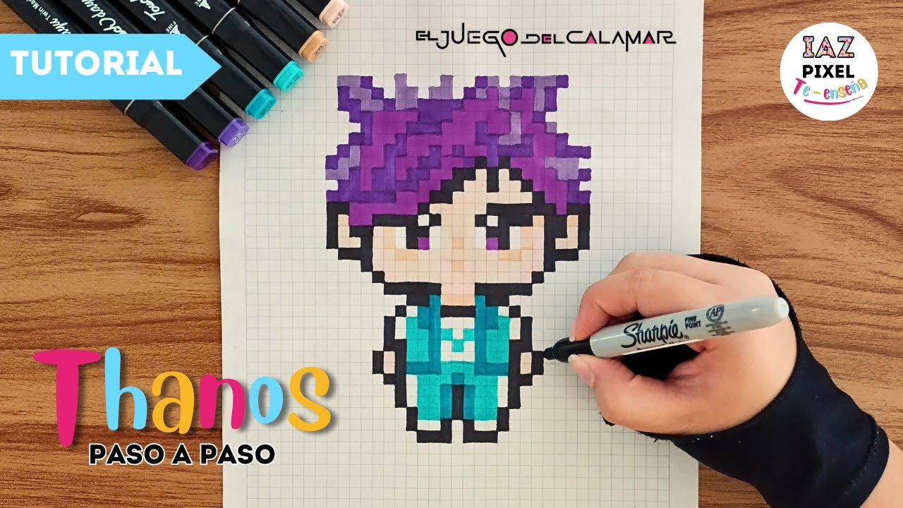 Como pintar a THANOS del JUEGO DEL CALAMAR en PIXEL ART – Tutorial paso ...