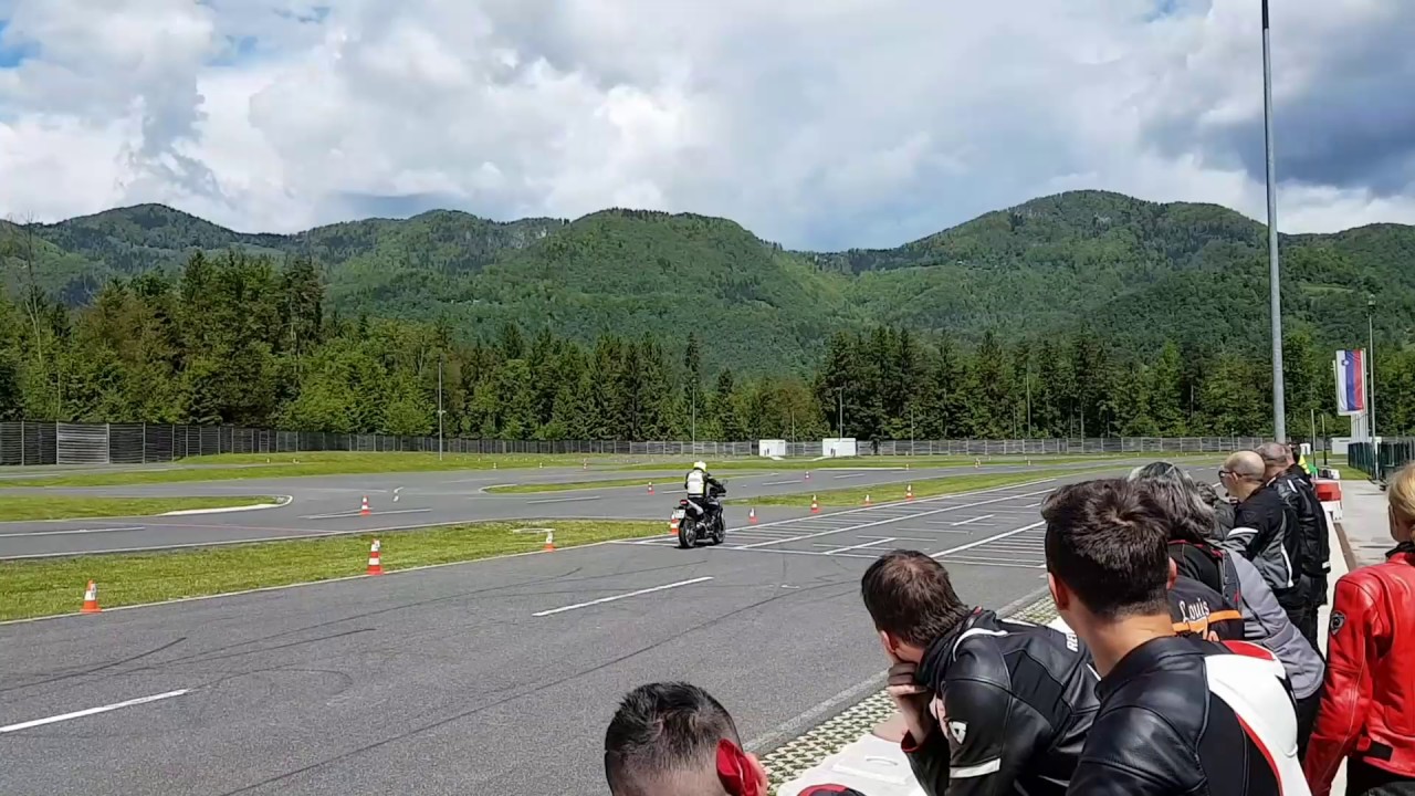 Motorcycle braking test performed by safety instructor - YouTube