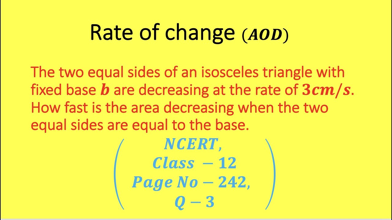 RATE OF CHANGE, NCERT CLASS 12, PAGE 242, Q 3 - YouTube