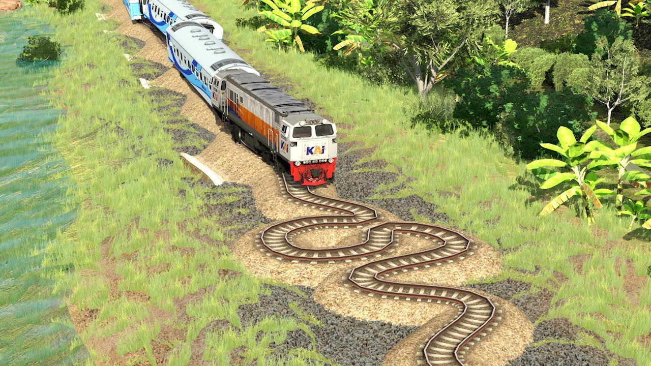 Kereta Api Lewat Jalur Berantakan | Train Passes Messy Tracks - YouTube