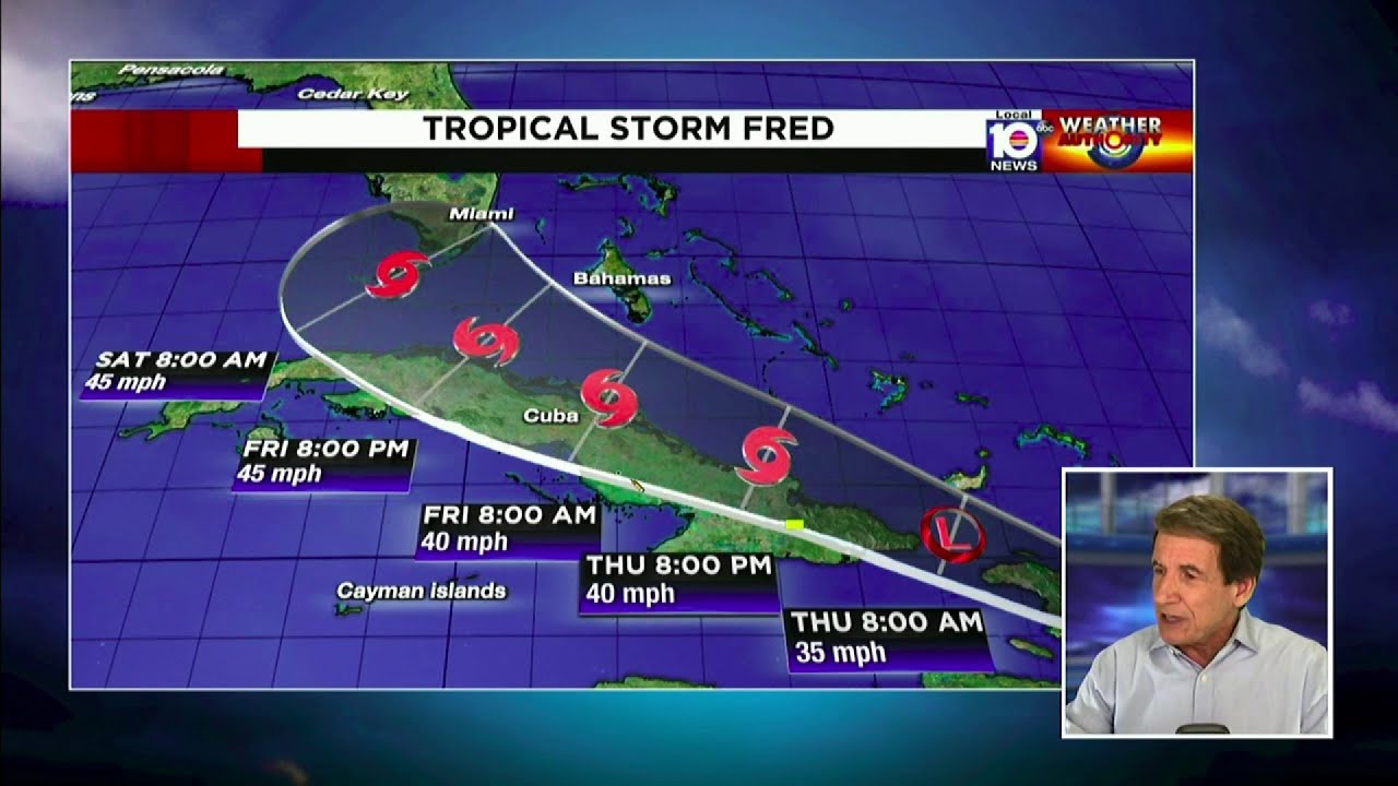 Tropical Storm Fred forecast path points toward Florida - YouTube