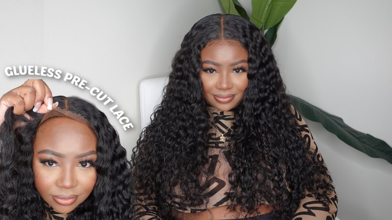 *NEW* 😍 DEEP WAVE GLUELESS PRE-CUT LACE WIG INSTALL 🔥 | RECOOL HAIR ...