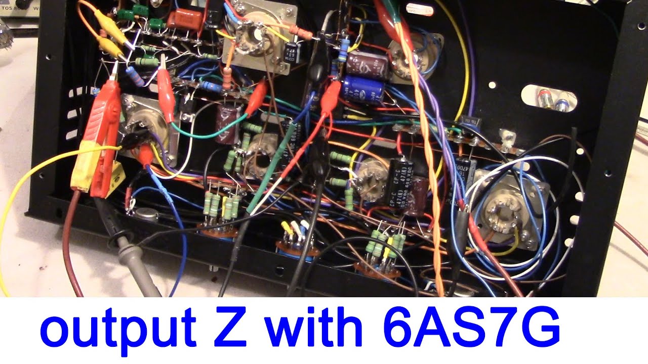 6AS7G tube preamplifier build #3 ; circuit test, low output impedance ...
