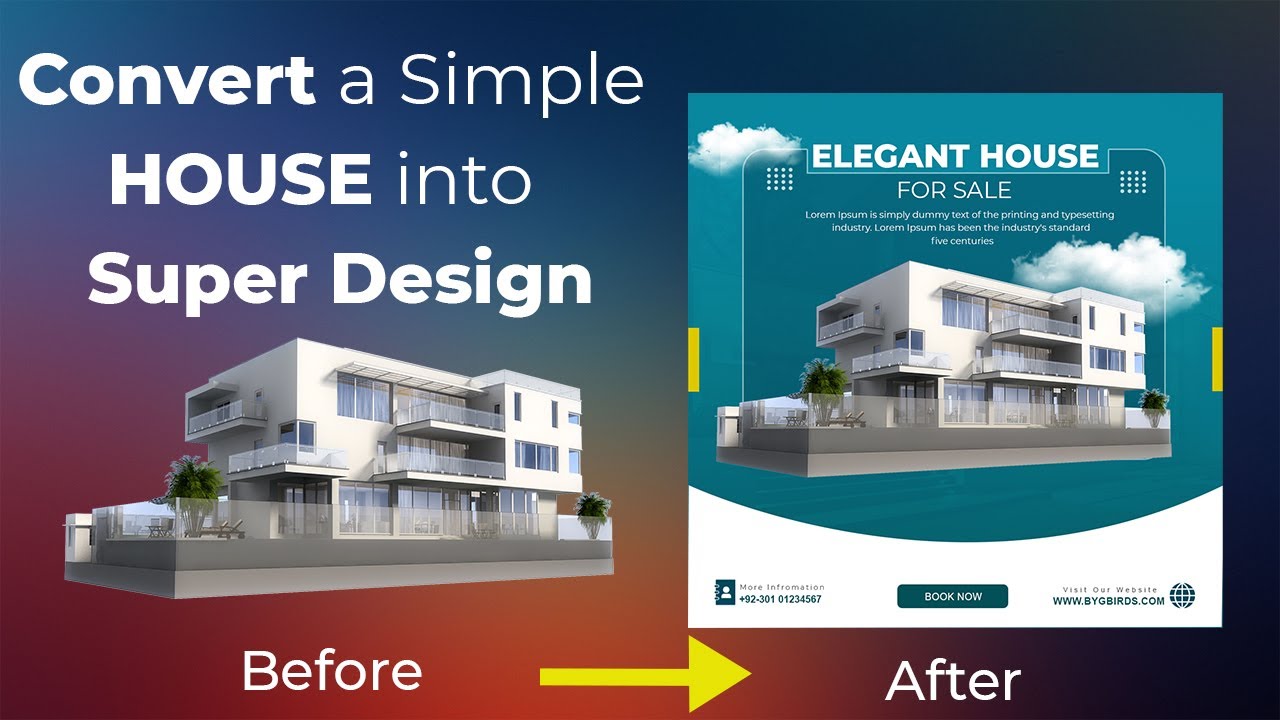 Simple House Convert into New Design | Photoshop Tutorial | Social ...