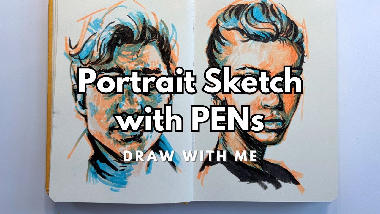 How to draw portraits using pens | draw with me - YouTube