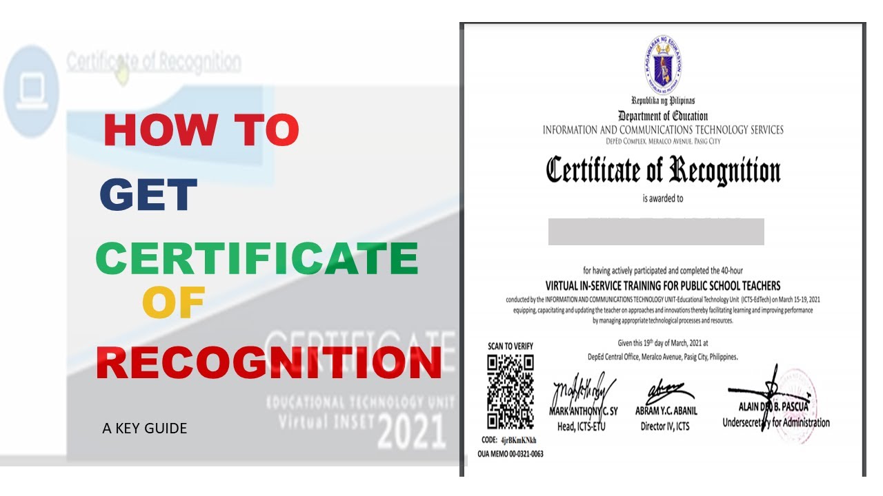 HOW TO GET CERTIFICATE OF RECOGNITION I NO MORE OUTPUTS I DEPED INSET HOW TO GET CERTIFICATE OF RECOGNITION I NO MORE OUTPUTS I DEPED INSET