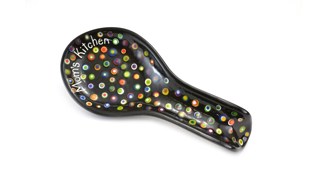 How to Paint Pottery: Mom's Kitchen Spoonrest - YouTube