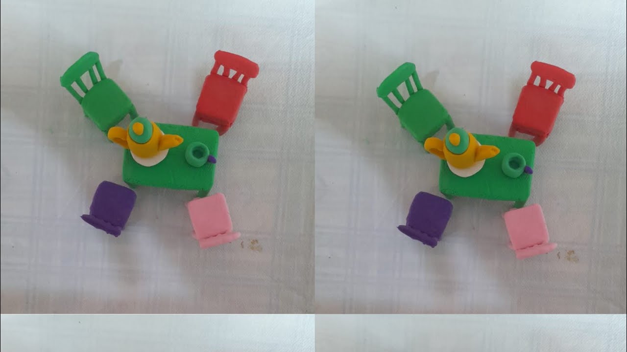 DIY Miniature chair and table/polymer clay Miniature art - YouTube