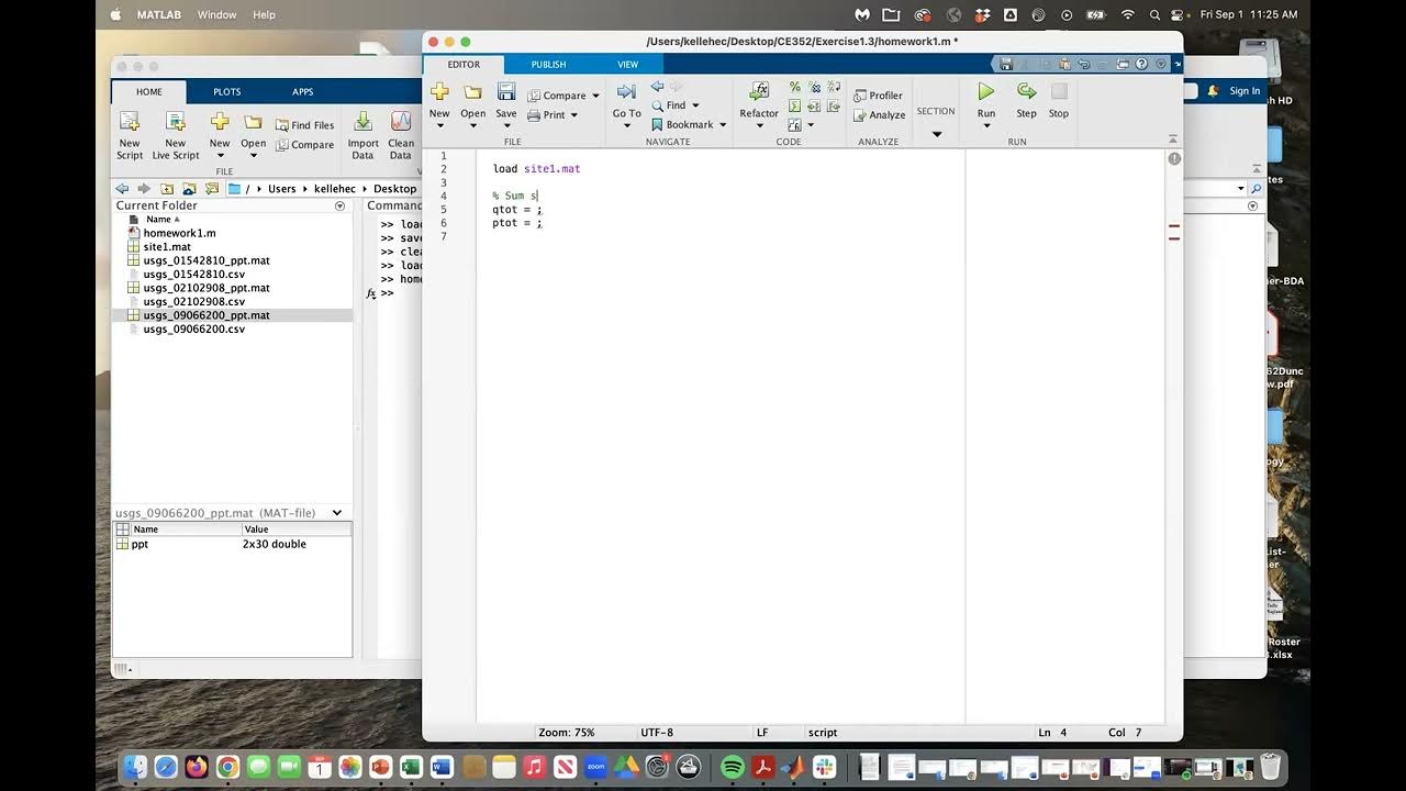 CE 352 Hydrology (Fall '23) - Matlab Scripting (HW1) - YouTube