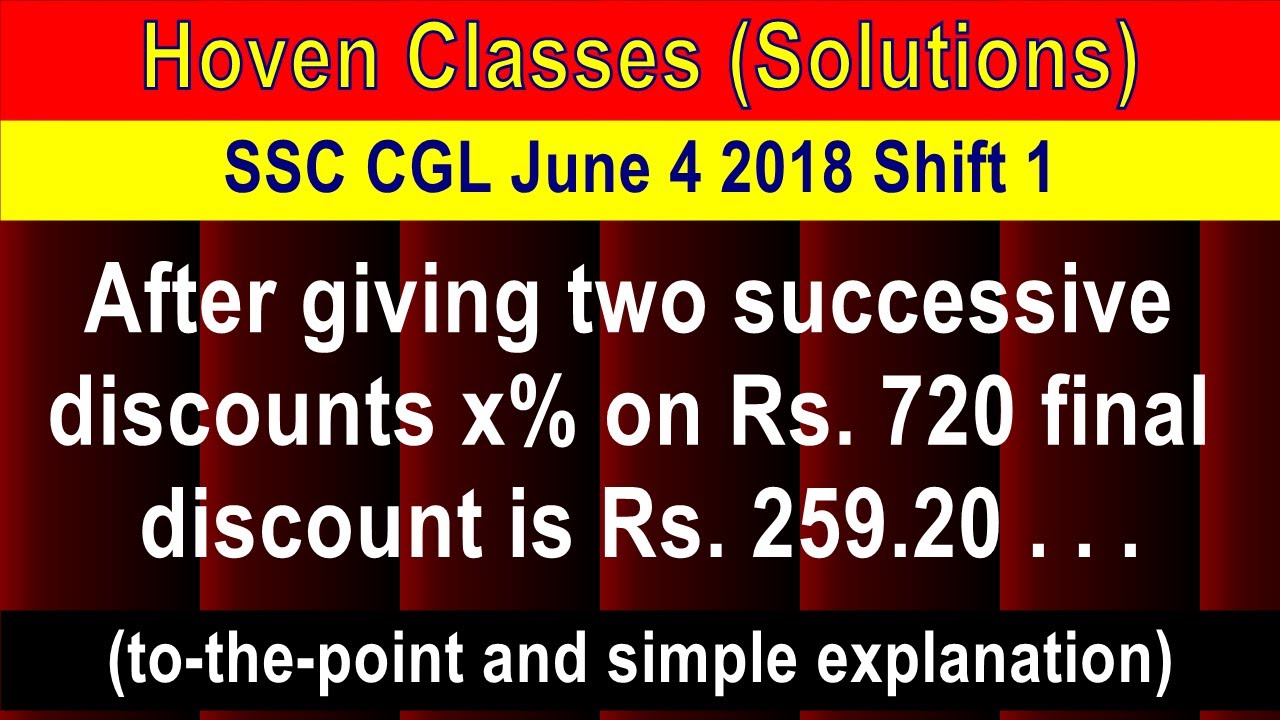 After two successive discounts each of x% on the marked price Rs. 720 ...