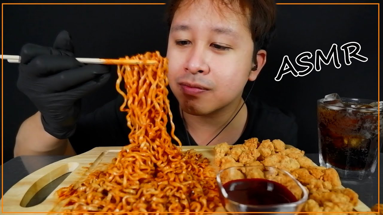 ASMR | SPICY CHEESE RAMEN + POPCORN CHICKEN (EATING SOUNDS) NO TALKING ...