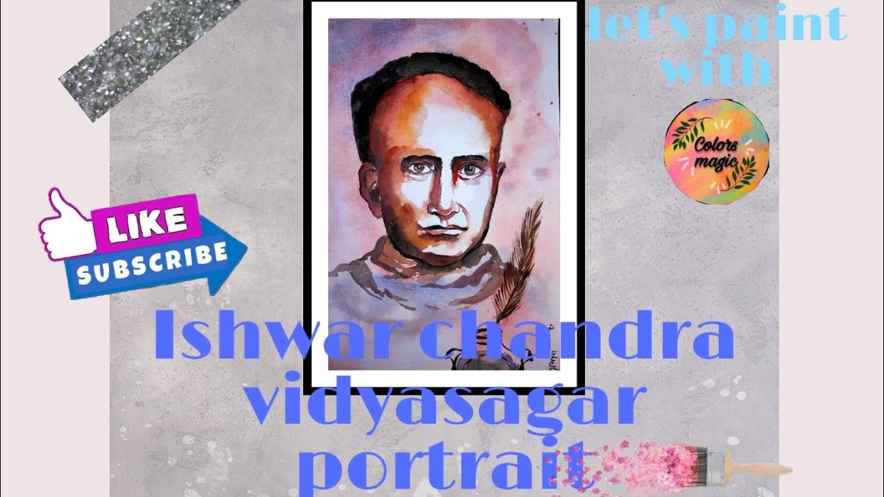 Ishwar chandra vidyasagar drawing/Vidyasagar painting by watercolor ...