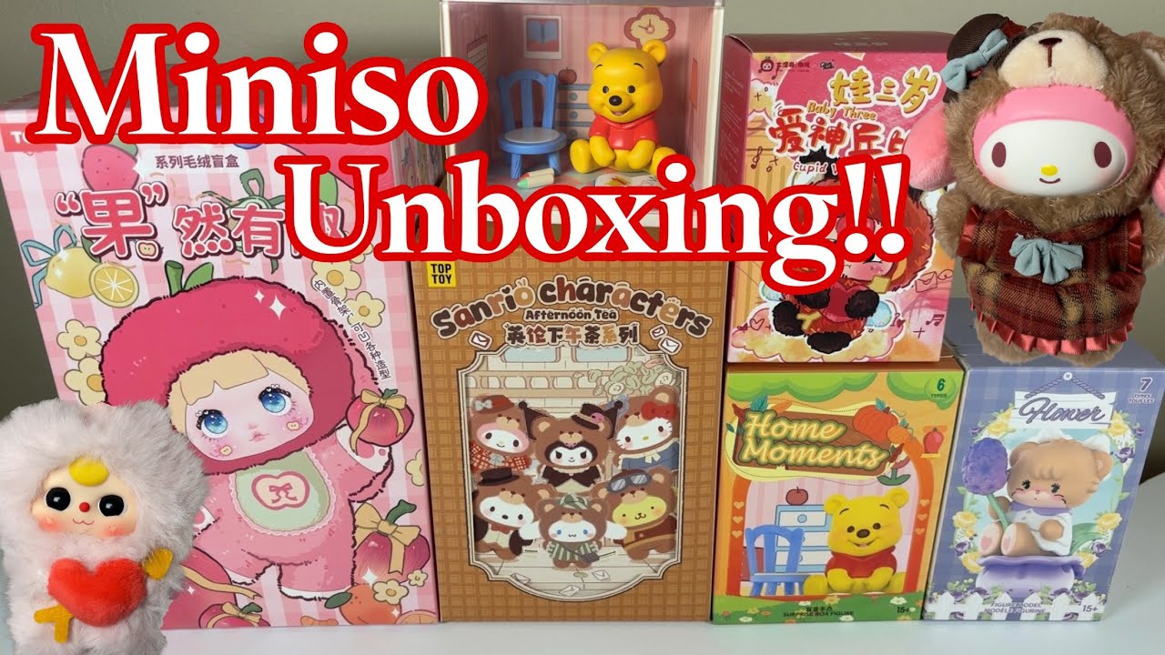 MINI MINISO BLIND BOX UNBOXING!! ♡ BABY THREE, NOMMI, SANRIO, AND MORE ...
