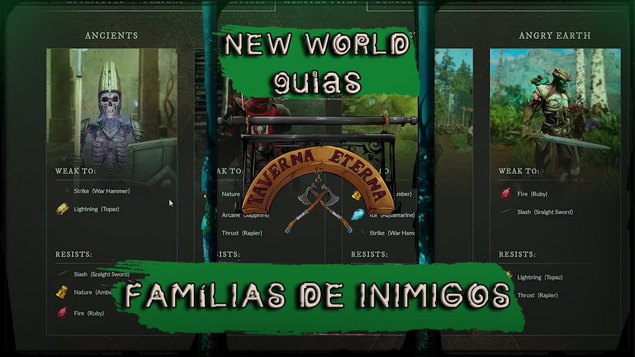 New World Famílias de inimigos, suas fraquezas e resistências - YouTube