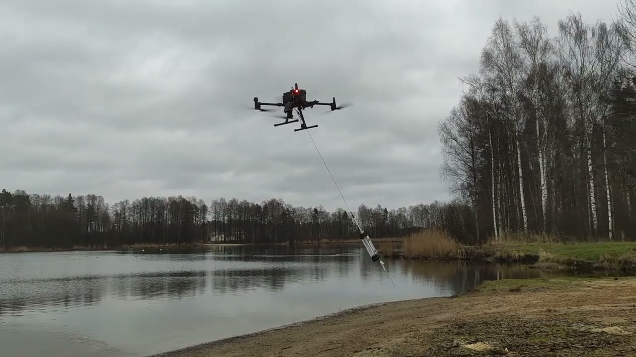 Water sampling using drone and Ruttner water sampler - YouTube