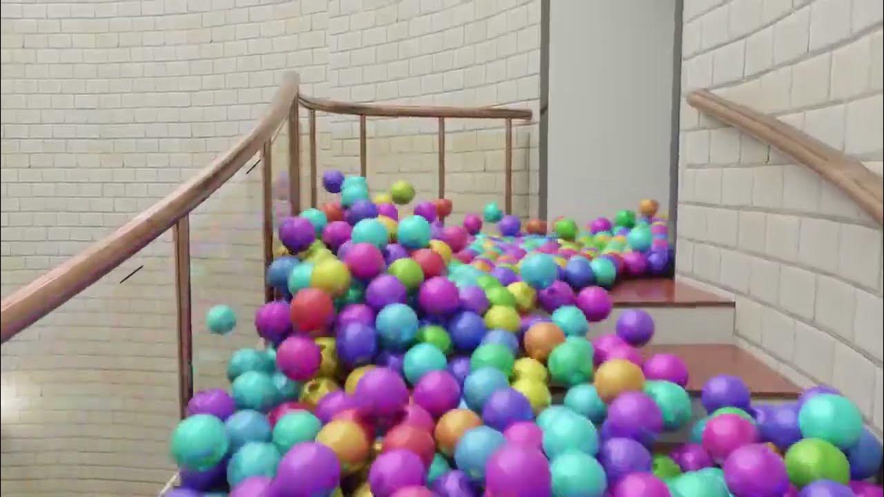 Funny Reverse-Ball Simulations-Balls on spiral stair Blender Rigid body simulation Blender ...