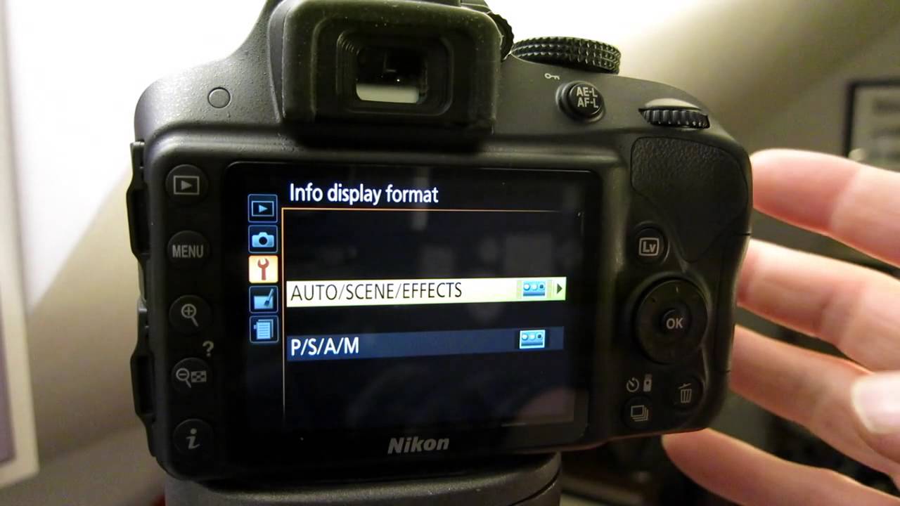 How to change the info display on NIkon D3300 - YouTube
