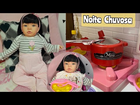 Rotina da Noite Chuvosa com a Bebê Reborn Manu