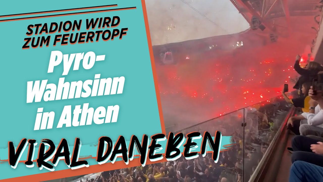 Pyro-Gewitter in Athen: Hier brennt das ganze Stadion | Viral Daneben ...