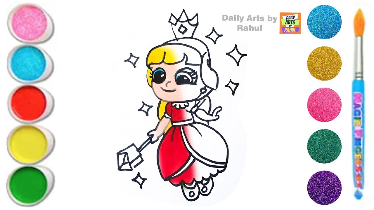 Princess Griselda Drawing Painting and Coloring For kids Toddlers | How ...