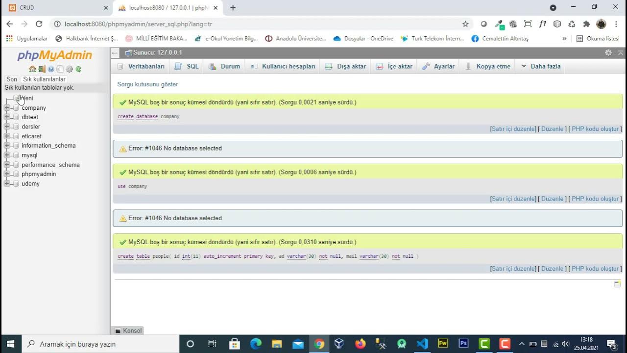 Ders 09: PHP Veritabanı işlemleri - Veritabanı oluşturma ve PDO ile mySql veritabanına bağlanma ...