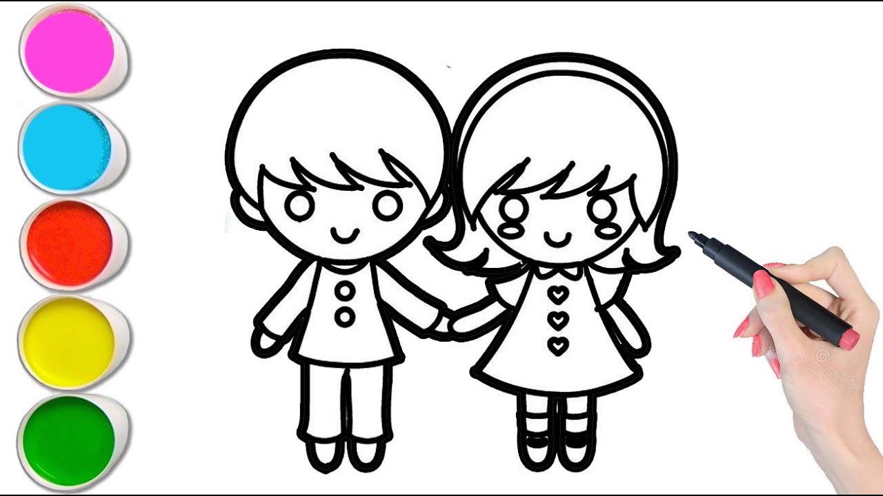 Brother and Sister Drawing, Painting and Coloring For Kids, Toddlers ...