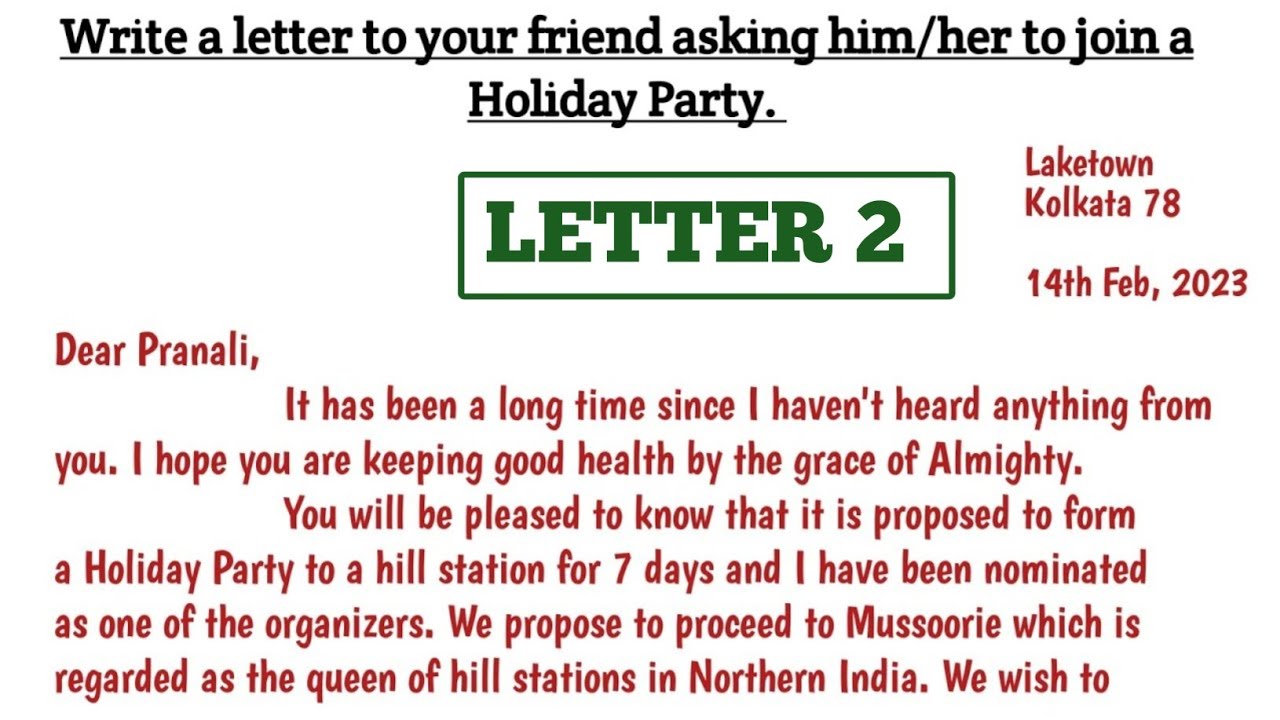 Letter Writing| Asking Him To Join A Holiday Party| Private Letter ...