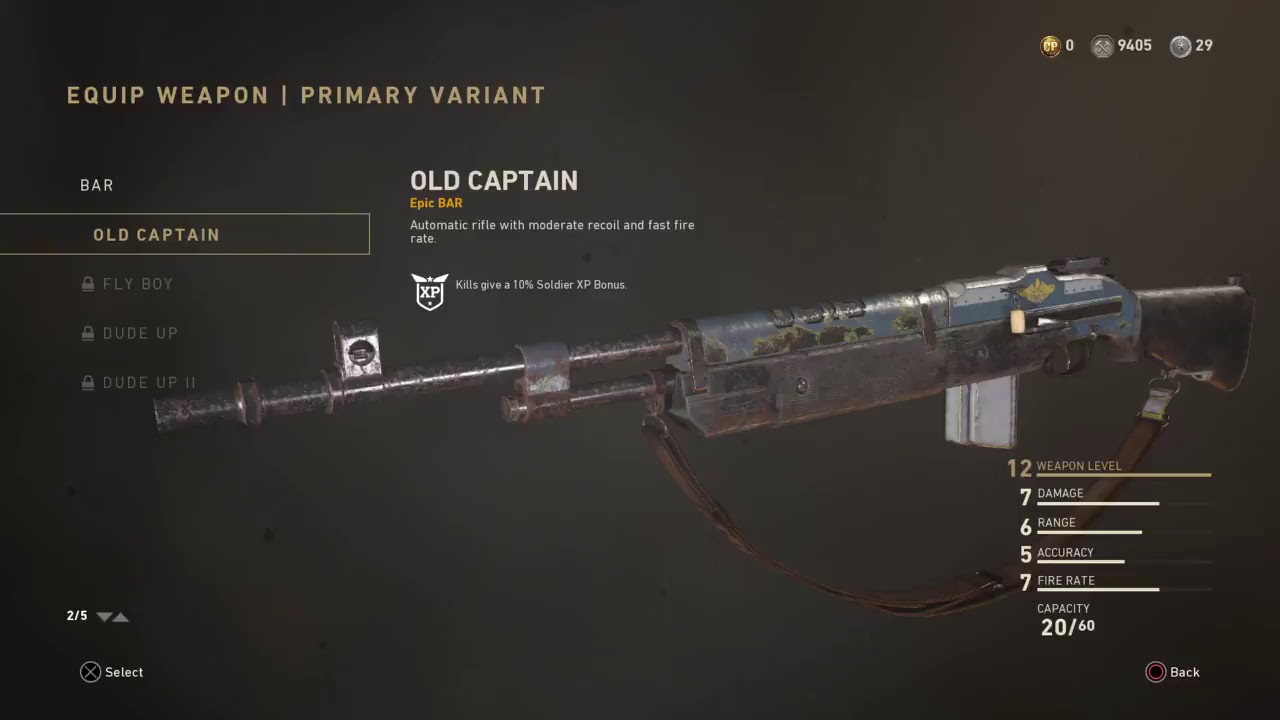Call of Duty WWII : OLD CAPTAIN BAR GRIND ( 400 KILLS ) - YouTube