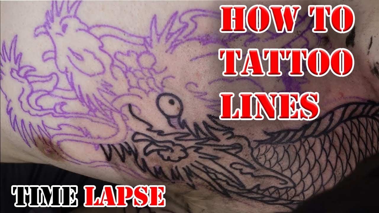 How to tattoo Lines | Dragon Tattoo | Time Lapse | - YouTube