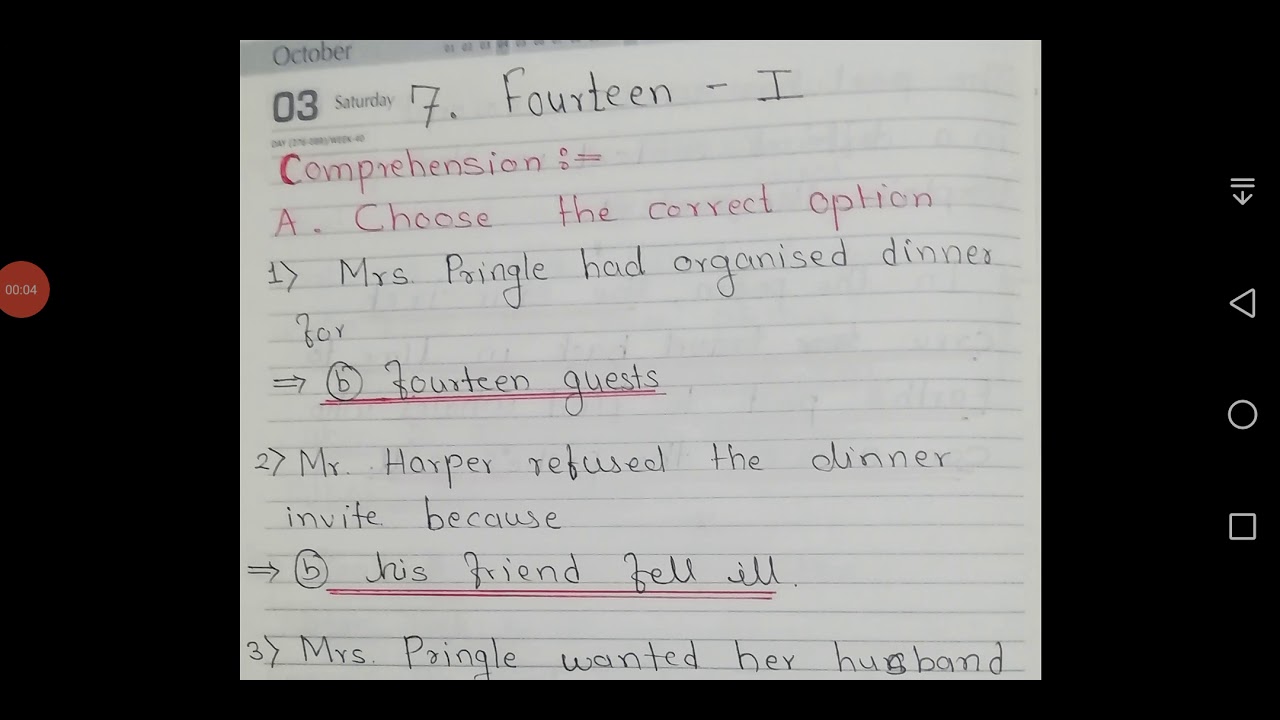 Class 7 Chapter 7 Fourteen - I Questions and answers, English alive ...