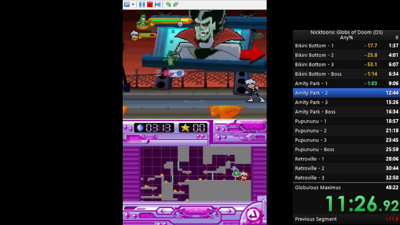 Nicktoons: Globs of Doom DS Speedrun 43:22:69 (Old WR) - YouTube