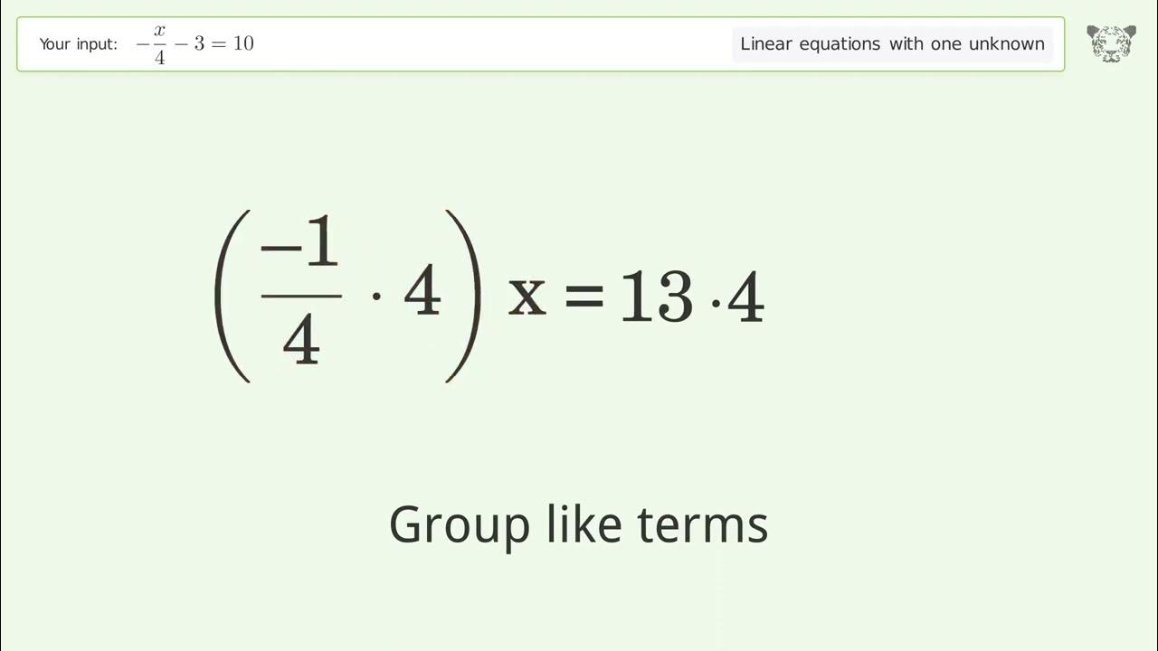 Solve X 4 3 10 Linear Equation Video Solution Tiger Algebra Youtube