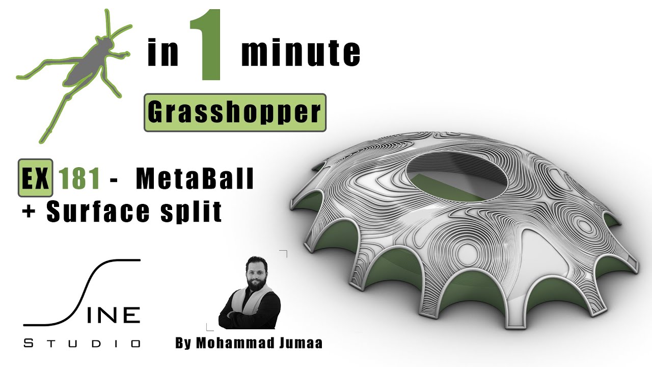 Grasshopper in 1 minute - EX 181 - MetaBall + Surface split - YouTube
