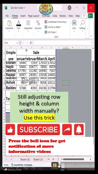 How to fit row height and column width automatically in excel. Excel tips and tricks # ...