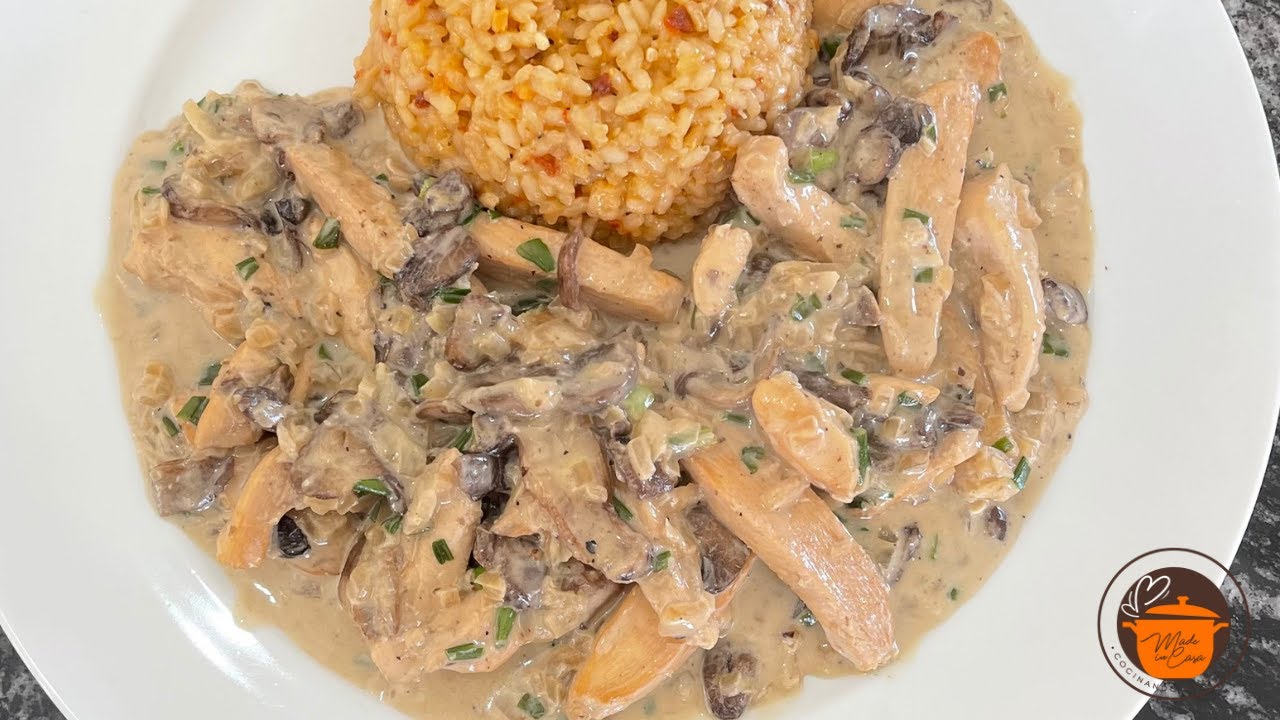 POLLO CREMOSO CON HONGOS (ingredientes y cantidades en la descripción ...
