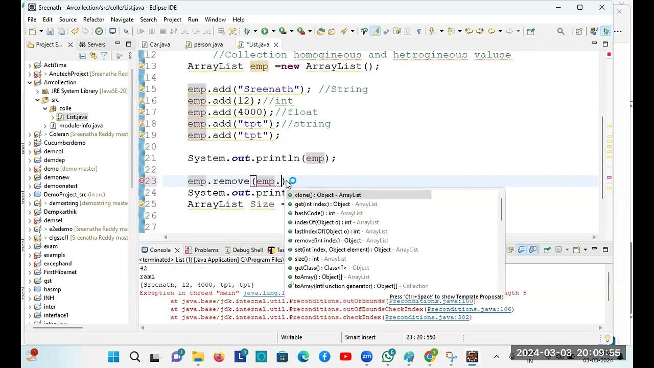 Hands on Collection interface - List and Set - Array List ,Linked List ,HashSet - YouTube