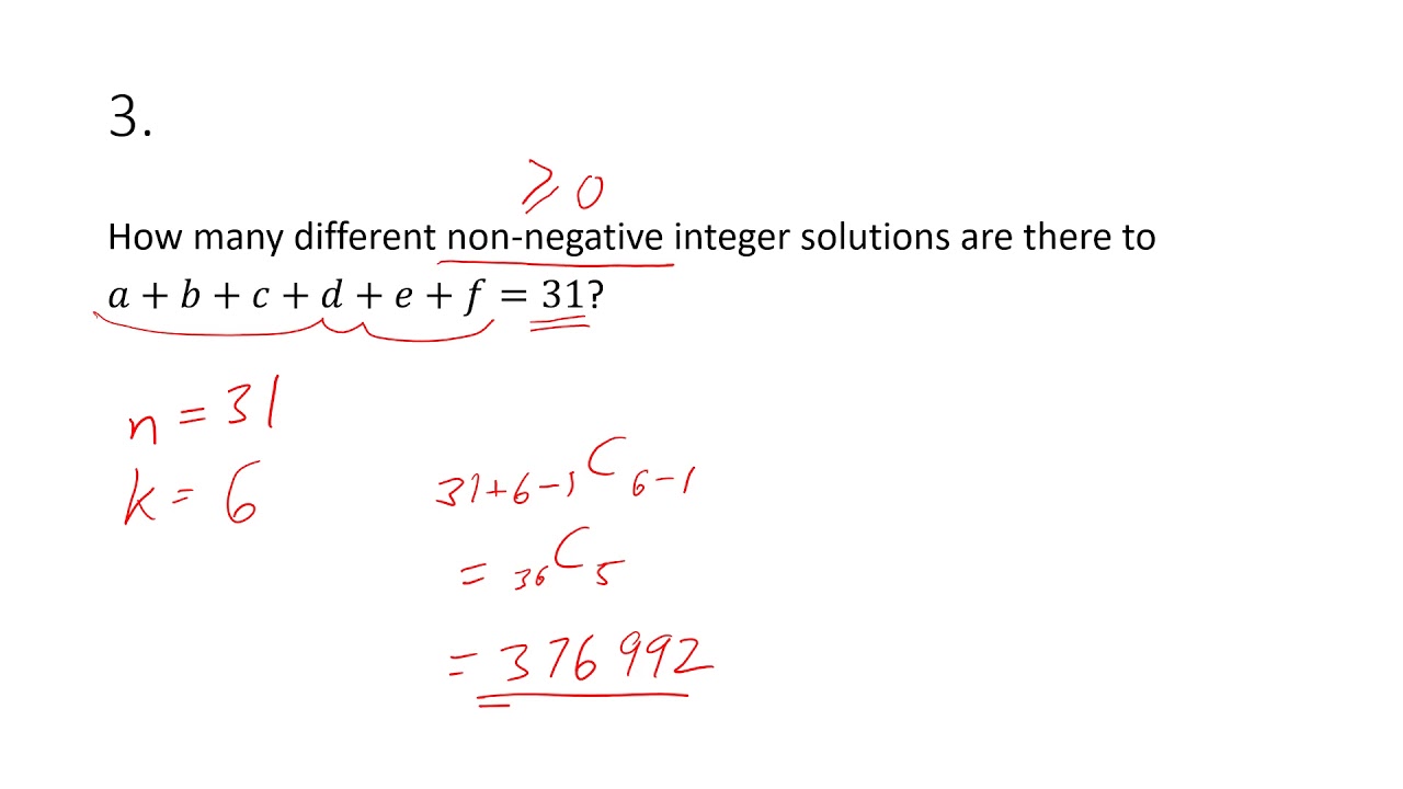 MDM4U - 3.6 - Stars and Bars Practice Problems Solutions - YouTube