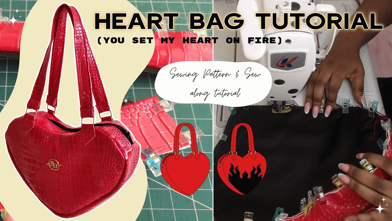 How To Sew a Heart Bag | DIY | Sew Along Tutorial + Sewing pattern ...