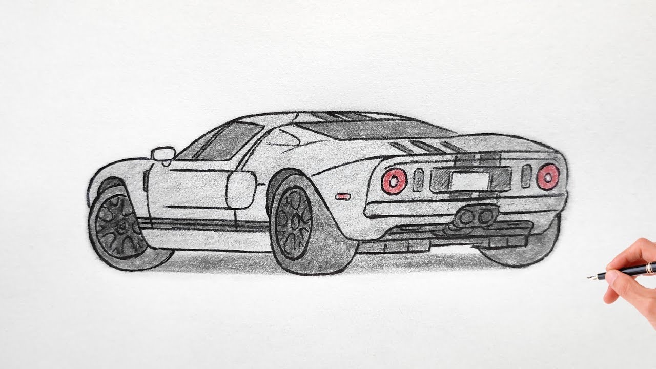 How to draw a FORD GT 2005 / drawing a 3d car / coloring ford gt40 2003 ...