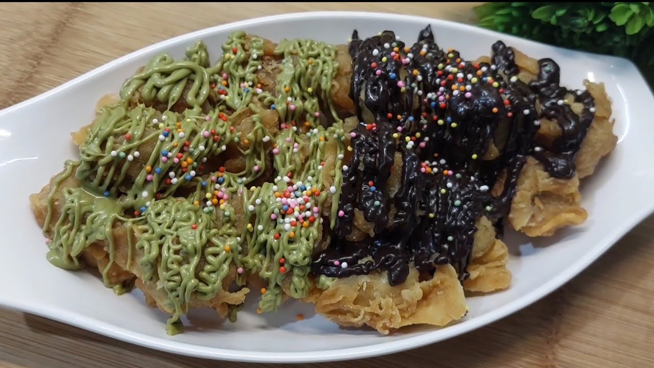 PISANG GORENG CRISPY Toping Coklat dan Matcha - YouTube